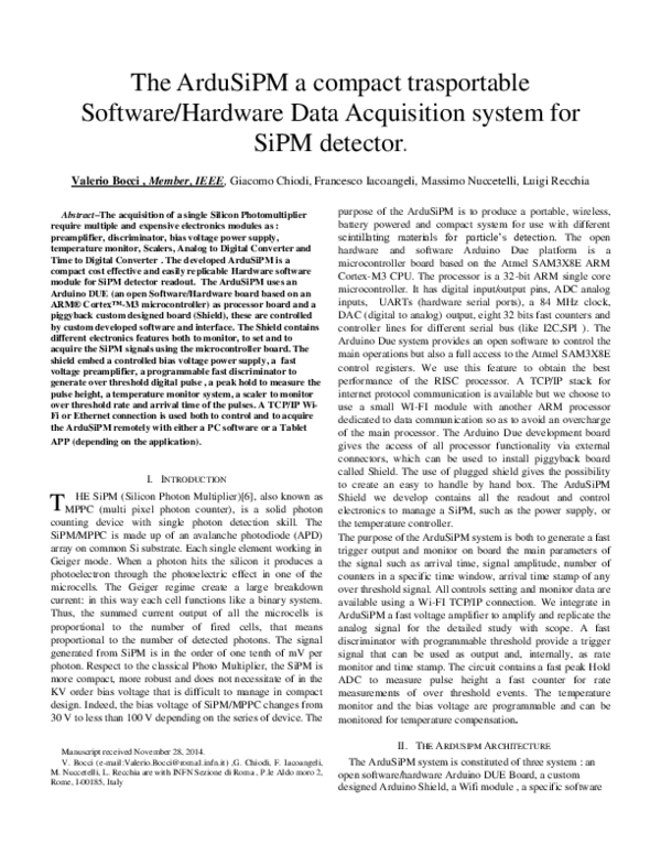 (PDF) The ArduSiPM a compact trasportable Software/Hardware Data Acquisition system for SiPM ...