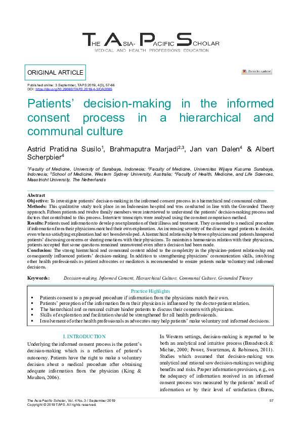 (PDF) Patients’ decision-making in the informed consent process in a ...