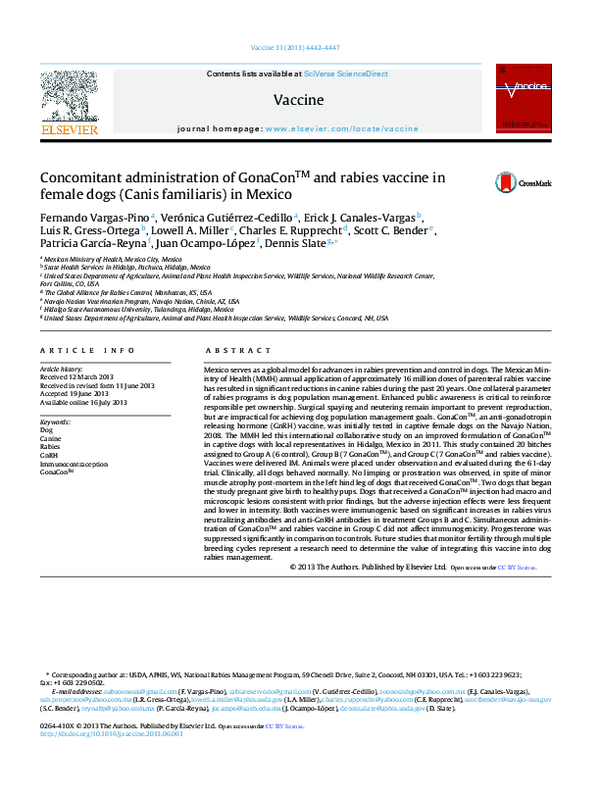 (PDF) Concomitant administration of GonaCon™ and rabies vaccine in ...