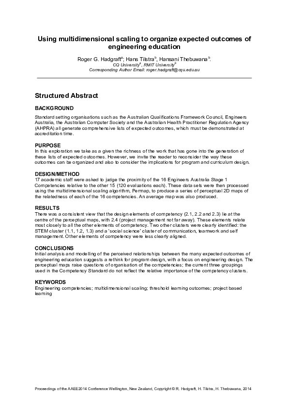 (PDF) Using multidimensional scaling to organize expected outcomes of ...