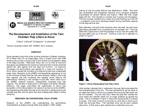 (PDF) The development and installation of the twin chamber pulp lifters ...
