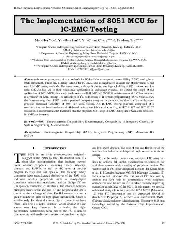 Pdf The Implementation Of 8051 Mcu For Ic Emc Testing 