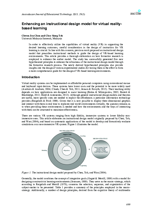 (PDF) Enhancing an instructional design model for virtual reality-based learning