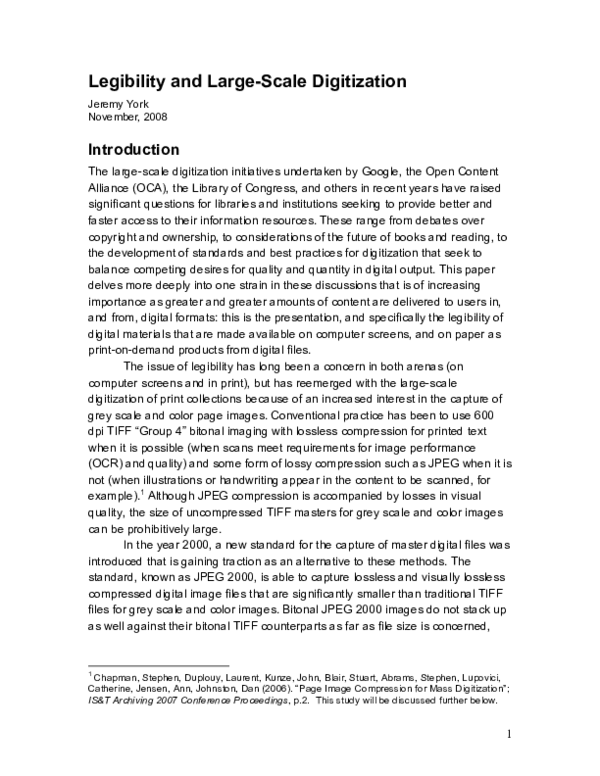 (PDF) Legibility and Large-Scale Digitization