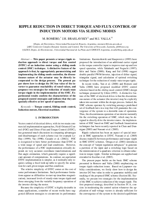 Pdf Ripple Reduction In Direct Torque And Flux Control Of Induction Motors Via Sliding Modes