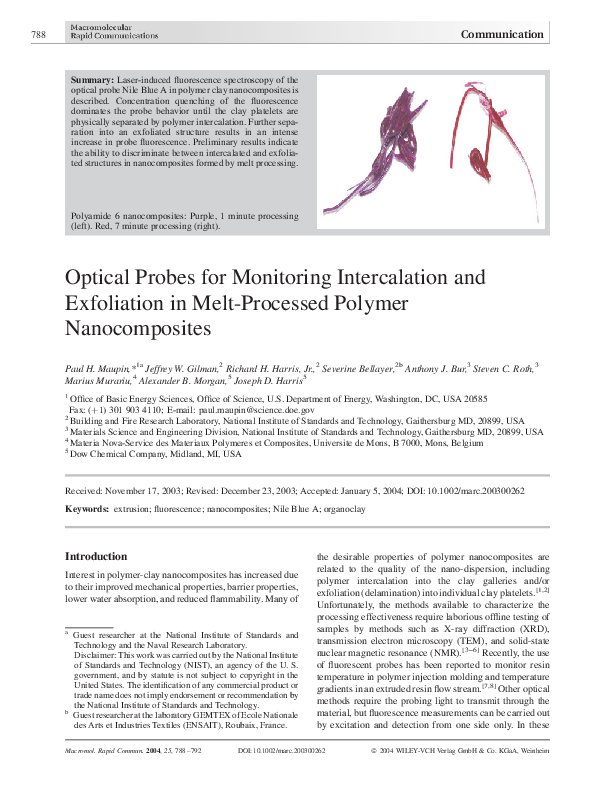 (PDF) Optical Probes for Monitoring Intercalation and Exfoliation in ...