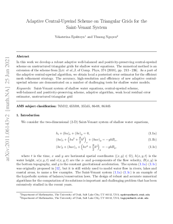 Adaptive Central-Upwind Scheme on Triangular Grids for the Saint-Venant System