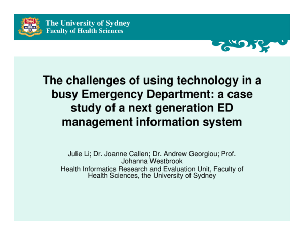 (PDF) The challenges of using technology in a busy Emergency Department ...