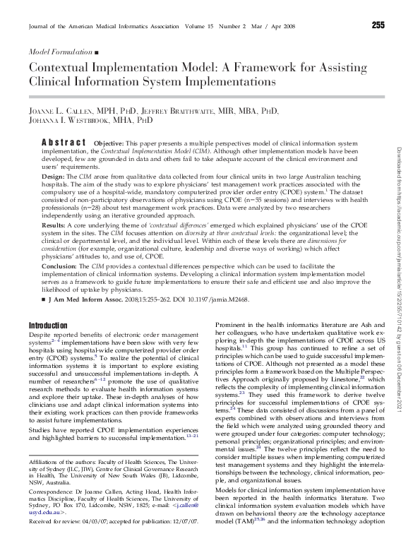 (PDF) Contextual Implementation Model: A Framework for Assisting ...