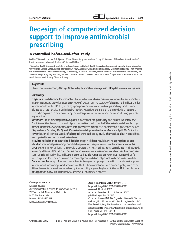 (PDF) Redesign of computerized decision support to improve ...