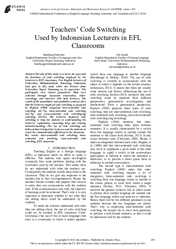 (PDF) Teachers’ Code Switching Used by Indonesian Lecturers in EFL ...