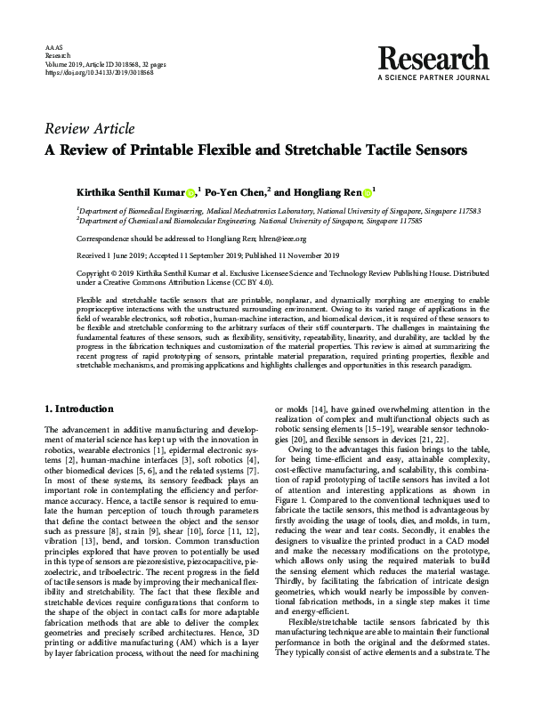 (PDF) A Review of Printable Flexible and Stretchable Tactile Sensors | Kirthika Kumar - Academia.edu