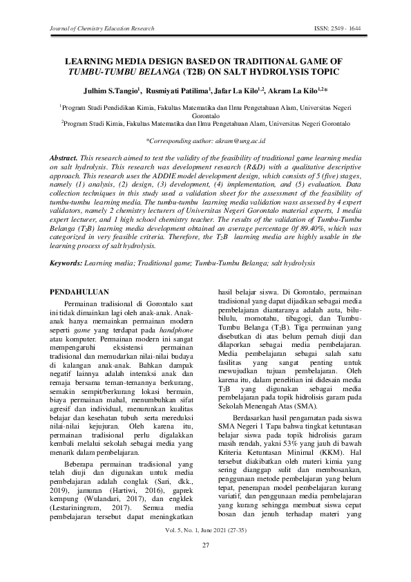 (PDF) Learning Media Design based on Traditional Game of Tumbu-Tumbu Belanga (T2B) on Salt ...