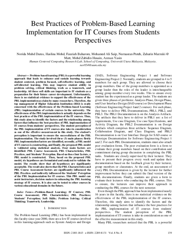 (PDF) Best Practices of Problem-Based Learning Implementation for IT ...