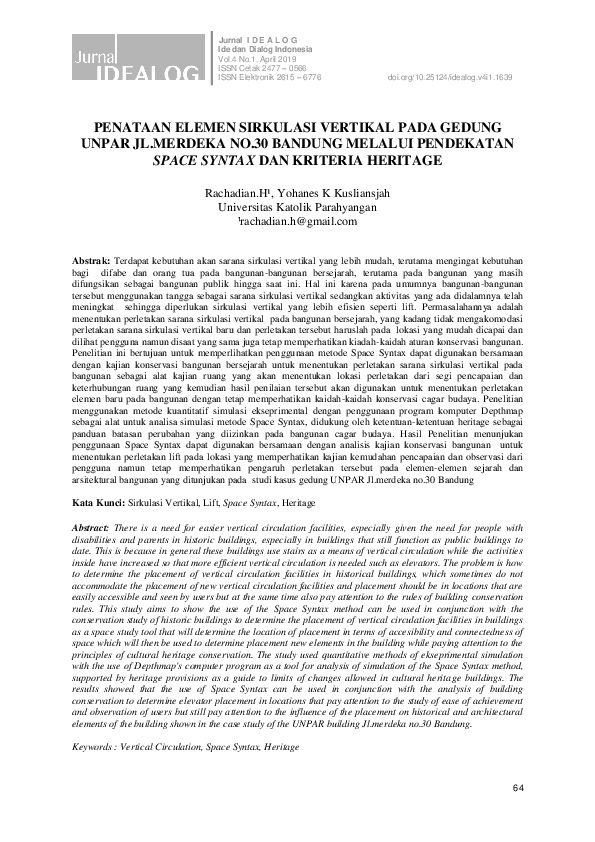 (PDF) PENATAAN ELEMEN SIRKULASI VERTIKAL PADA GEDUNG UNPAR JL.MERDEKA ...
