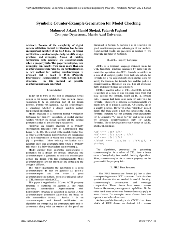 Pdf Symbolic Counter Example Generation For Model Checking