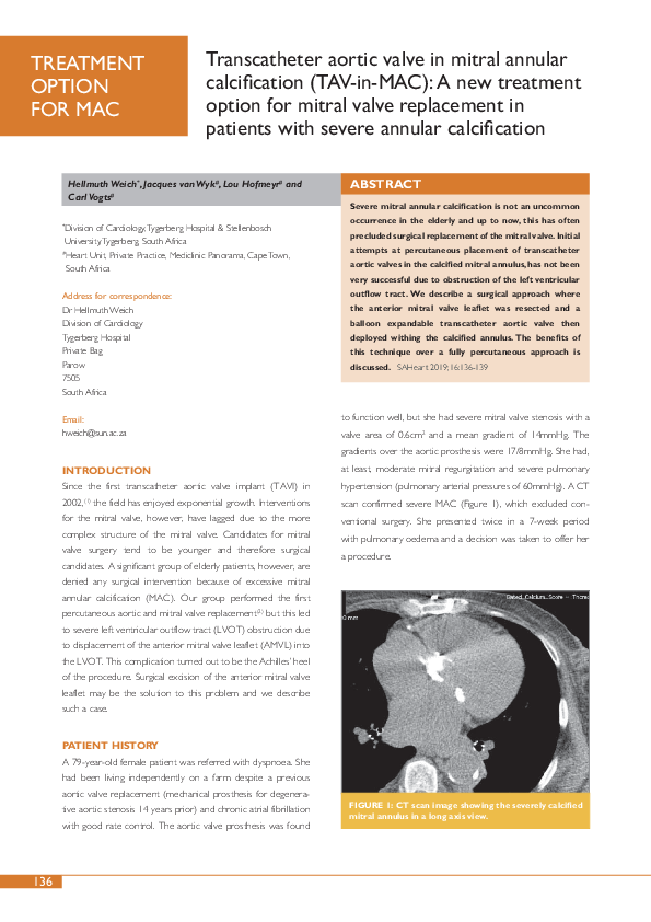 (PDF) Transcatheter aortic valve in mitral annular calcification (TAV-in-MAC): A new treatment ...