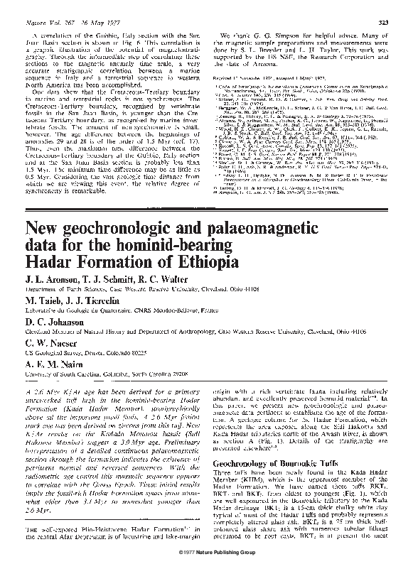 (PDF) New geochronologic and palaeomagnetic data for the hominid ...