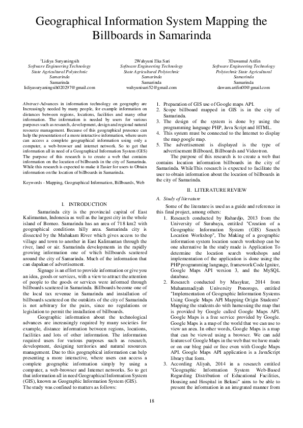 (PDF) Geographical Information System Mapping the Billboards In Samarinda | Dawamul Arifin ...