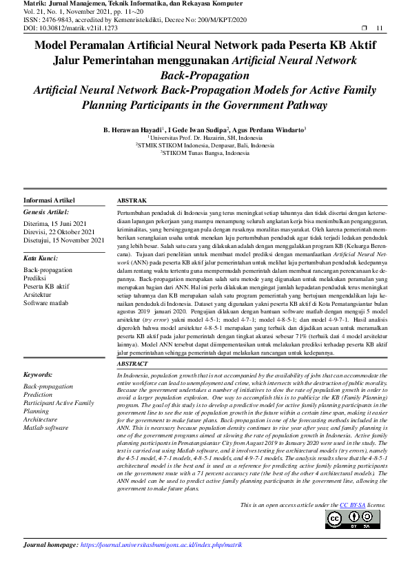 (PDF) Model Peramalan Artificial Neural Network pada Peserta KB Aktif ...