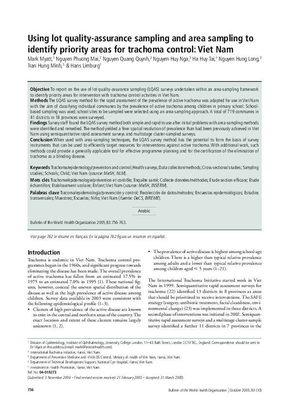 (PDF) Using lot quality-assurance sampling and area sampling to ...