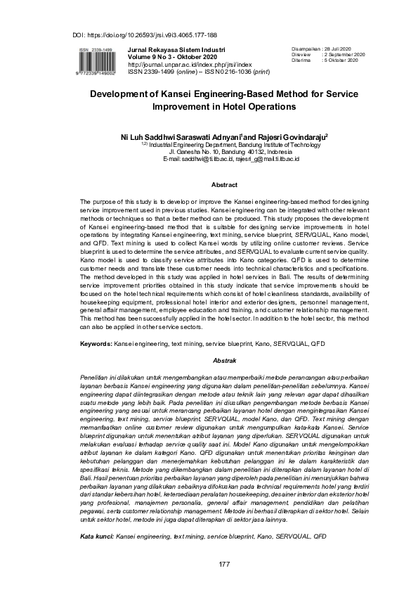(PDF) Development of Kansei Engineering-Based Method for Service ...