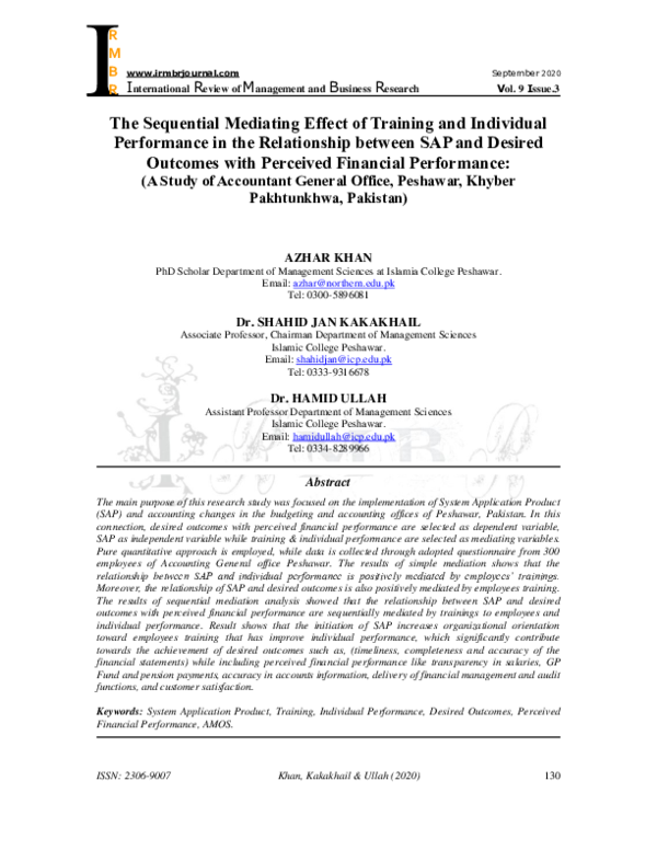 (PDF) The Sequential Mediating Effect of Training and Individual Performance in the Relationship ...