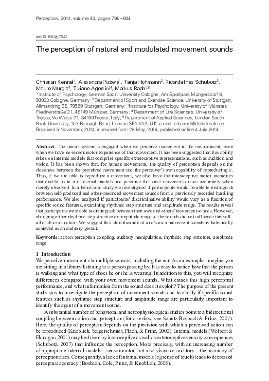 (PDF) The perception of natural and modulated movement sounds
