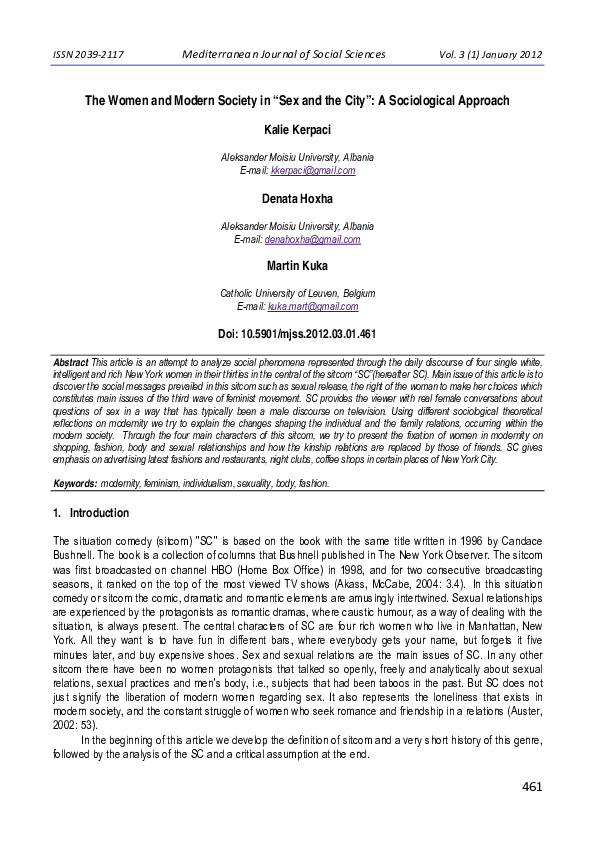 (PDF) The Women and Modern Society in "Sex and the City": A ...