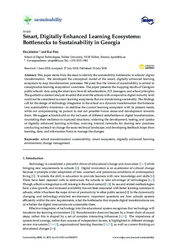 (PDF) Smart, Digitally Enhanced Learning Ecosystems: Bottlenecks to ...