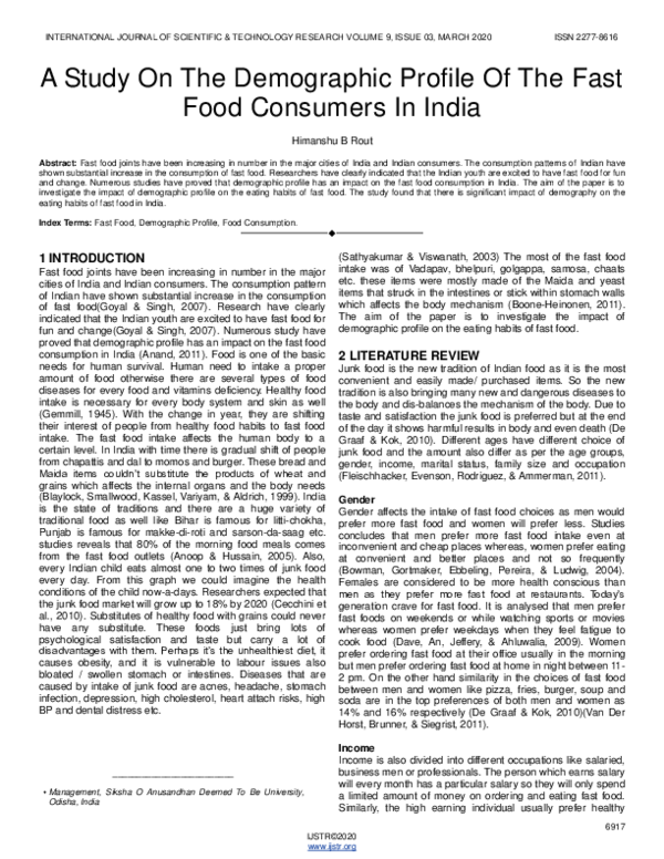 (PDF) A Study on the Demographic Profile of the Fast Food Consumers in ...