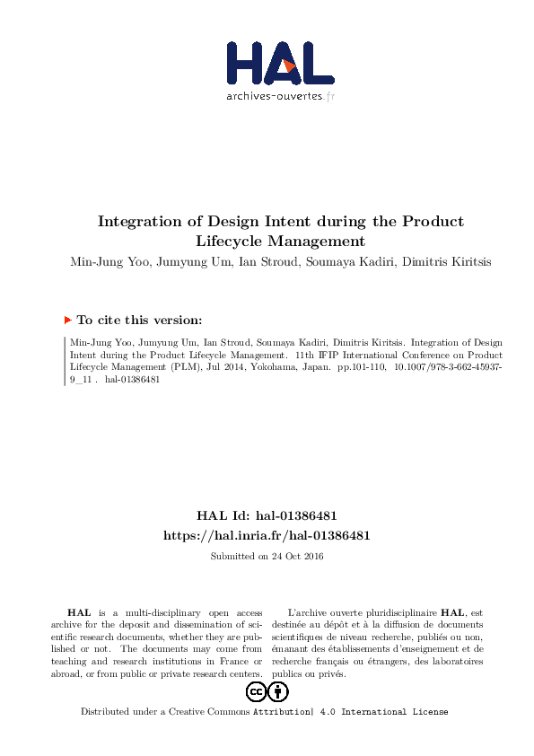 (PDF) Integration of Design Intent during the Product Lifecycle ...