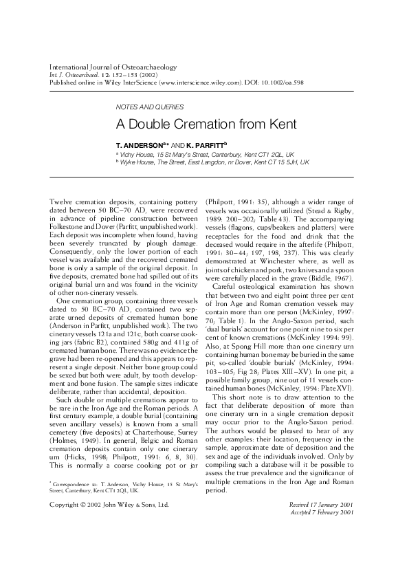 (PDF) A double cremation from Kent | Keith Parfitt - Academia.edu