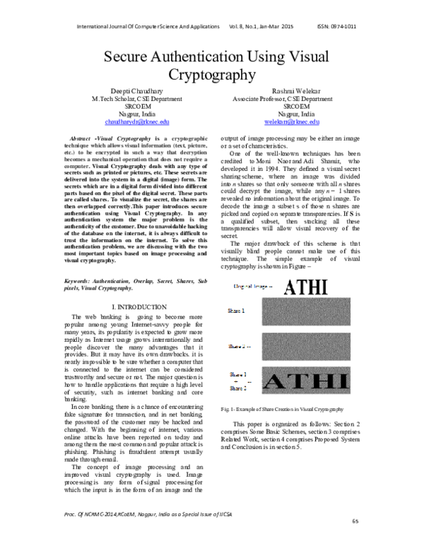 (PDF) Secure Authentication Using Visual Cryptography