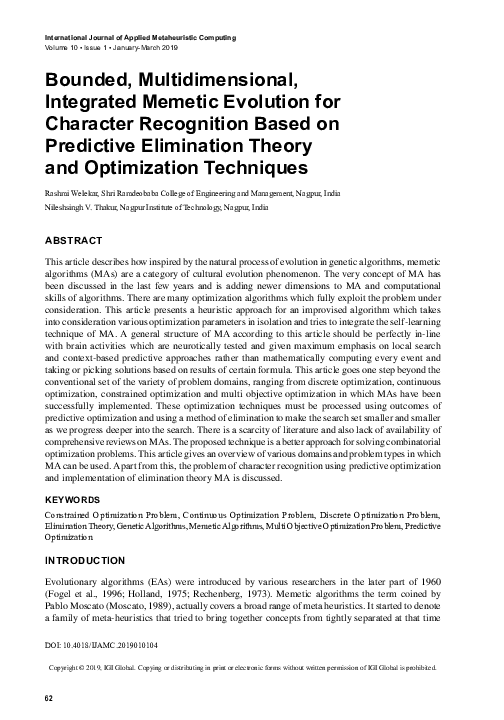 (PDF) Bounded, Multidimensional, Integrated Memetic Evolution for ...