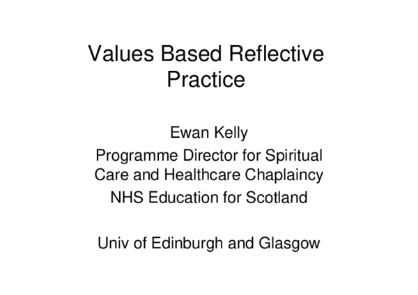 (PDF) Values-based Reflective Practice