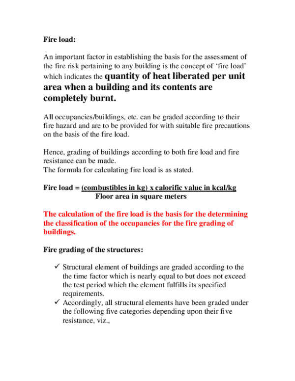 (PDF) Fire load calculations