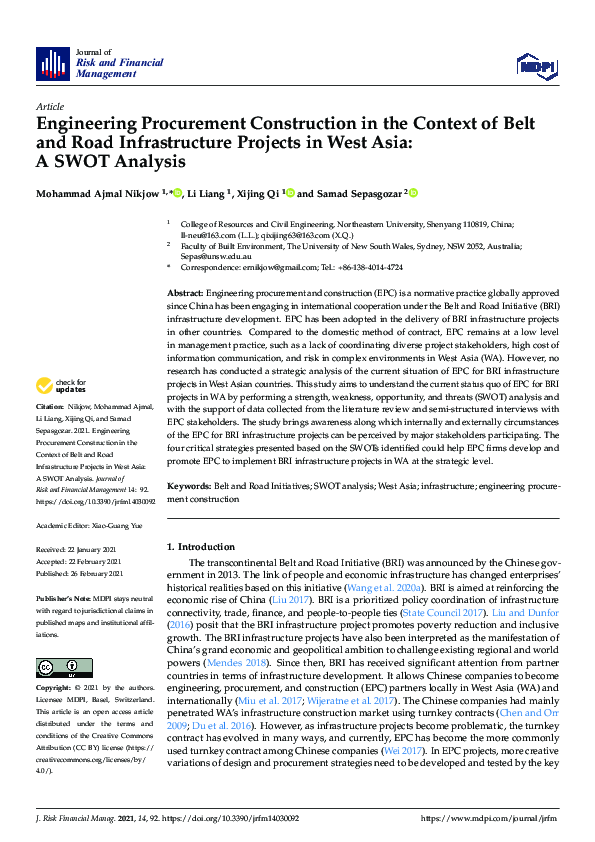 (PDF) Engineering Procurement Construction in the Context of Belt and ...