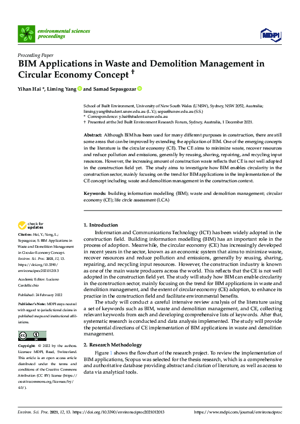 (PDF) BIM Applications in Waste and Demolition Management in Circular ...
