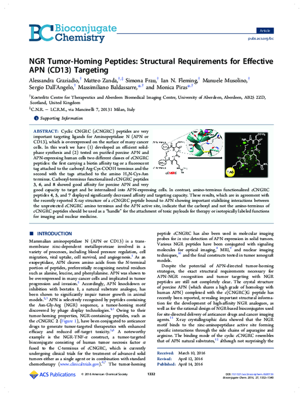 (PDF) NGR Tumor-Homing Peptides: Structural Requirements for Effective APN (CD13) Targeting