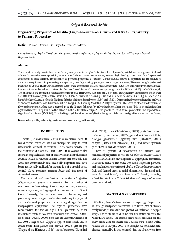(PDF) Engineering properties of Gbafilo (Chrysobalanus icaco) fruits ...