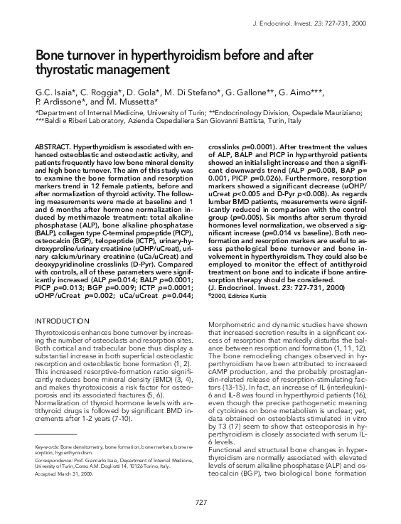 (PDF) Bone turnover in hyperthyroidism before and after thyrostatic ...