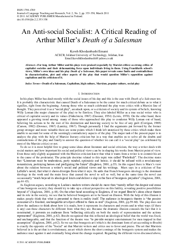 (PDF) An Anti-social Socialist: A Critical Reading of Arthur Miller’s ...
