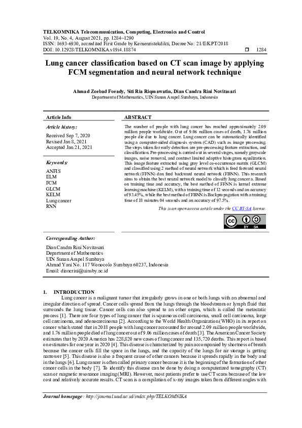 (PDF) Lung cancer classification based on CT scan image by applying FCM ...