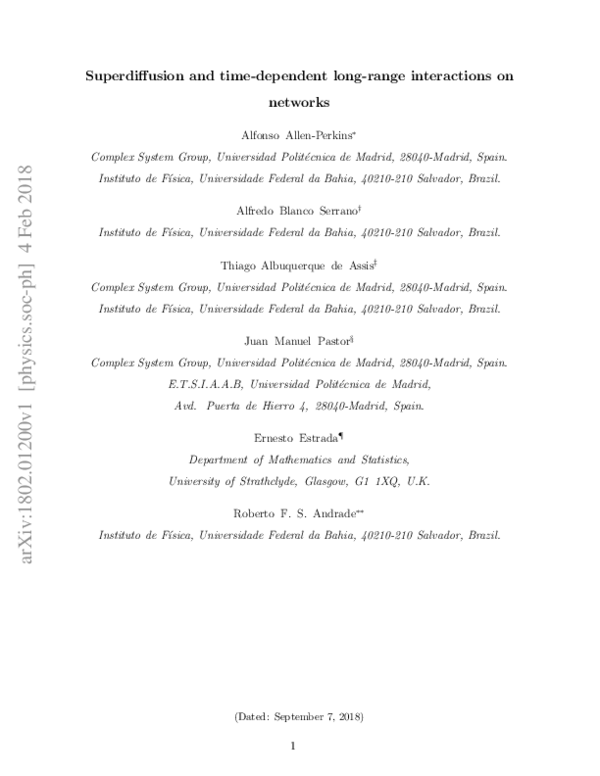 (PDF) Superdiffusion in Complex Networks with Long-Range Interactions