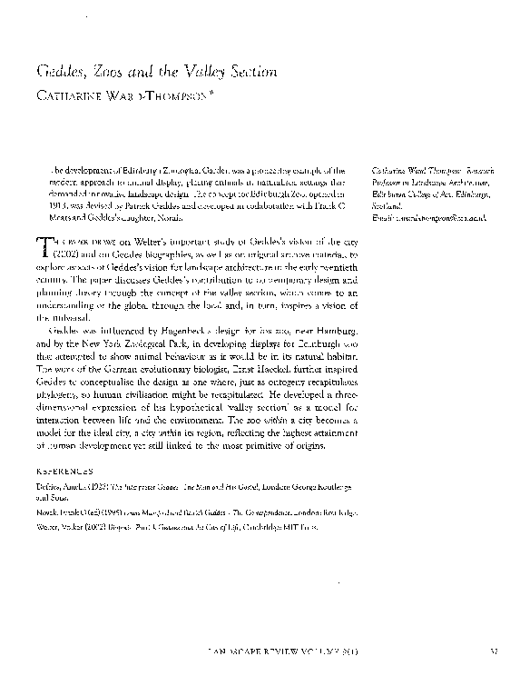 (PDF) Geddes, Zoos and the Valley Section