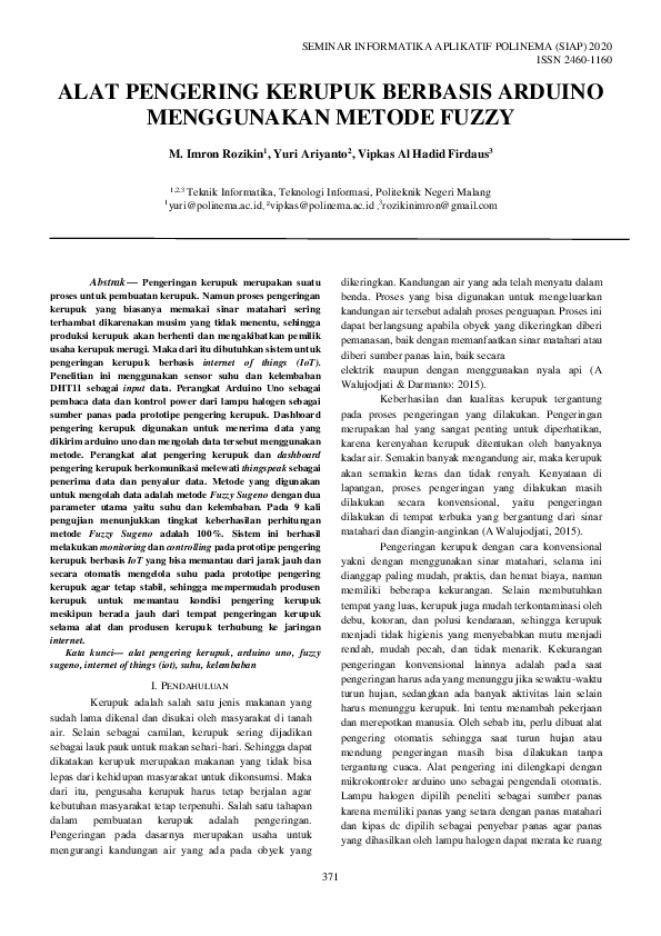 (PDF) Alat Pengering Kerupuk Berbasis Arduino Uno Menggunakan Metode Fuzzy
