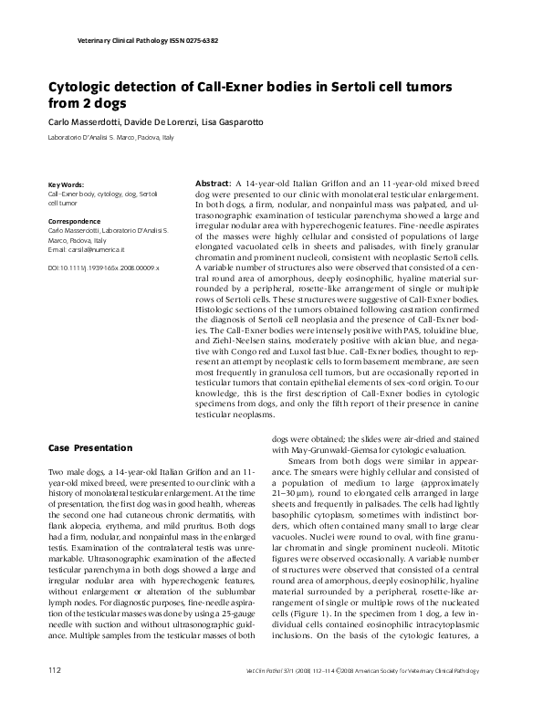 (PDF) Cytologic detection of Call-Exner bodies in Sertoli cell tumors ...