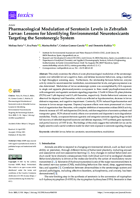 (PDF) Pharmacological Modulation of Serotonin Levels in Zebrafish ...