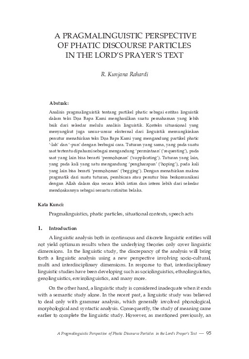 (PDF) A Pragmalinguistic Perspective of Phatic Discourse Particles in ...